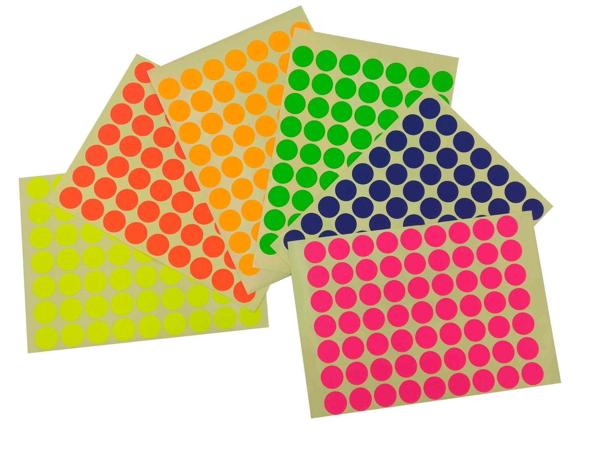 19mm ROUND Fl.Label 10sht - Single Color