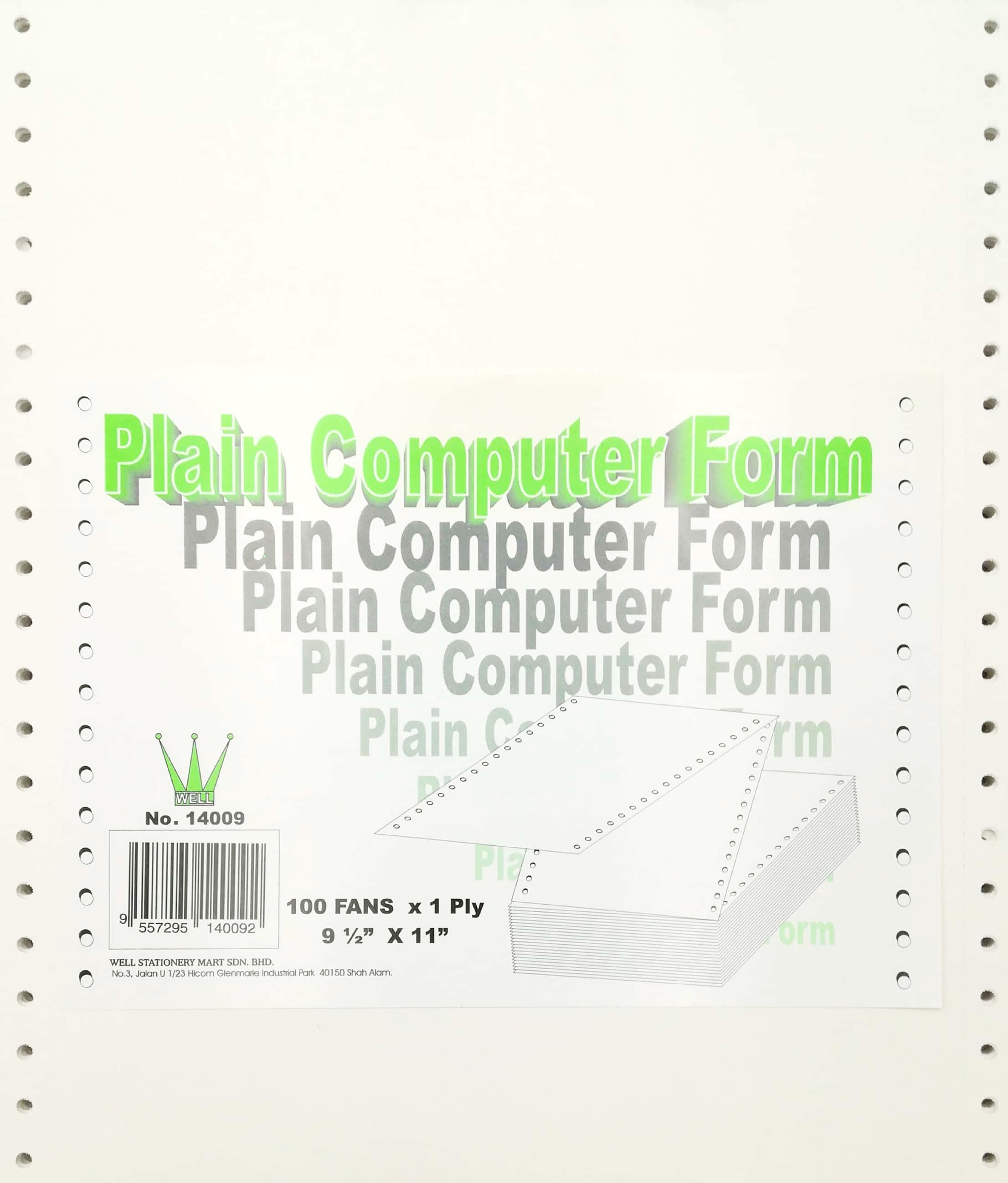 Computer Form 9.5" x 11' - 1 Ply (100Fans)